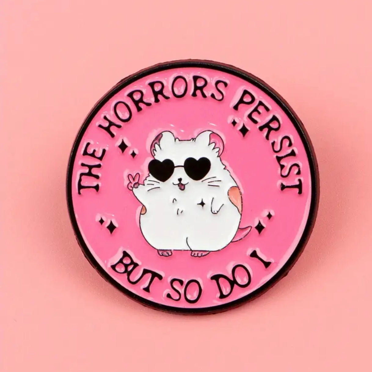 The Horrors Persist But So Do I Mouse Enamel Pin – Dizzy + Dilbert