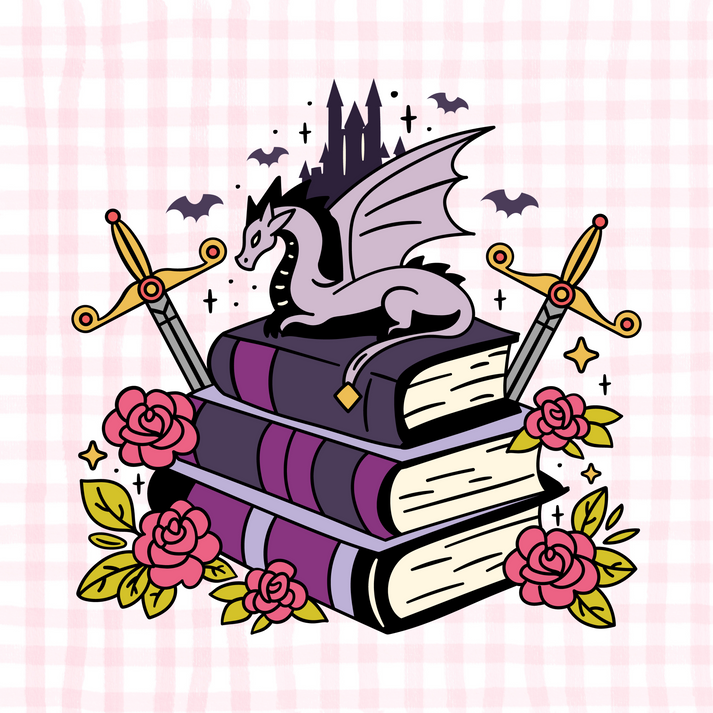 Fantasy Book Stack Permanent Decal – Dizzy + Dilbert